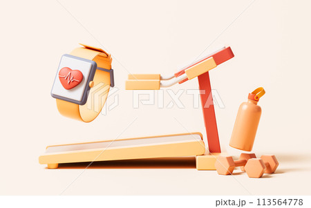 Running machine with cartoon style, 3d rendering.のイラスト素材 [113564778 ...