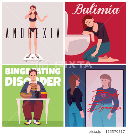 Eating disorder, anorexia and bulimia concept,...のイラスト素材 [113570517 ...