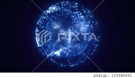 Blue energy magic circle, sphere, ball made of...のイラスト素材 [113586445 ...
