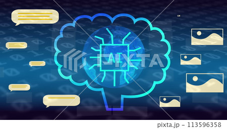 Image of ai text and icon over binary coding...のイラスト素材 [113596358] - PIXTA