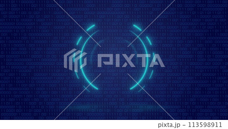 Image of neon circle over digital screen with...のイラスト素材 [113598911] - PIXTA