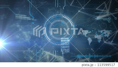 Microprocessor connections over round scanner...のイラスト素材 [113599517] - PIXTA