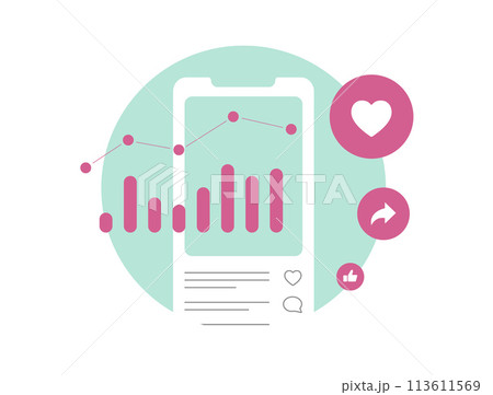 Track social media metrics and smm marketing...のイラスト素材 [113611569] - PIXTA