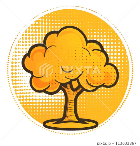Colorful cartoon pop-art style tree with...のイラスト素材 [113632867] - PIXTA