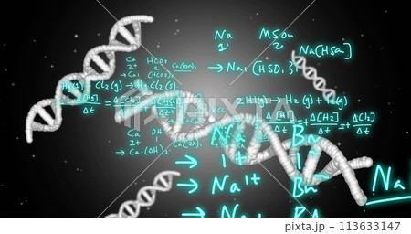 Image of dna strands, mathematical formulae and...のイラスト素材 [113633147 ...