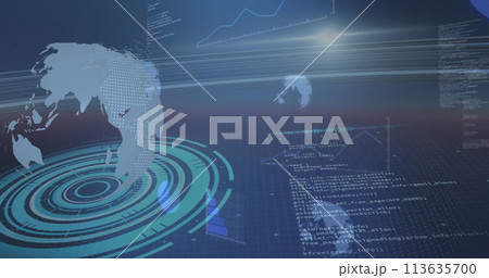 Image of scope scanning and digital planet...のイラスト素材 [113635700] - PIXTA