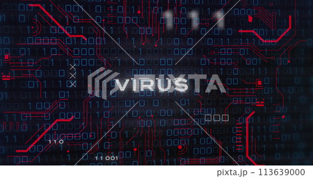 Virus text and microprocessor connections...のイラスト素材 [113639000] - PIXTA