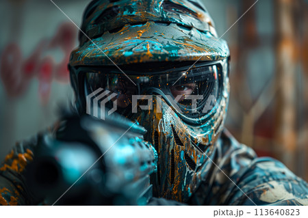 Paint-Covered Man Holding Gunのイラスト素材 [113640823] - PIXTA