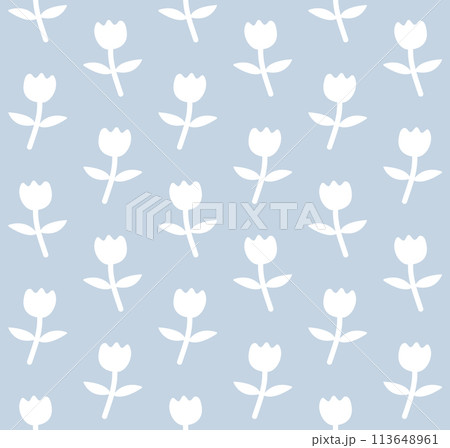 Vector seamless pattern of flat tulip flowerのイラスト素材 [113648961] - PIXTA