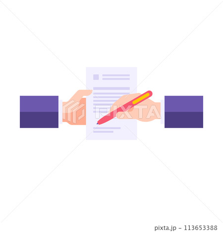 Businessman hands signing printing paper...のイラスト素材 [113653388] - PIXTA