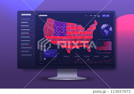 USA presidential election statistic banner with...のイラスト素材 [113657073 ...