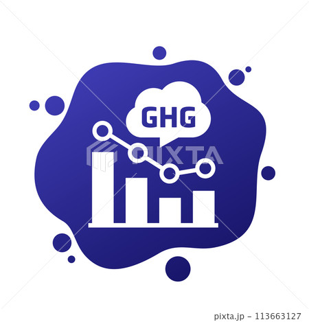 GHG, reducing greenhouse gas icon with a graphのイラスト素材 [113663127] - PIXTA