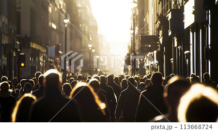 On the Move, Crowd of People Making Their Way...のイラスト素材 [113668724] - PIXTA