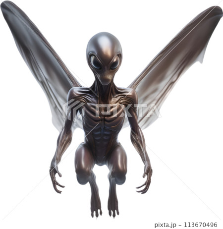 Close-up image of a skinny Alien. AI-Generated.のイラスト素材 [113670496] - PIXTA