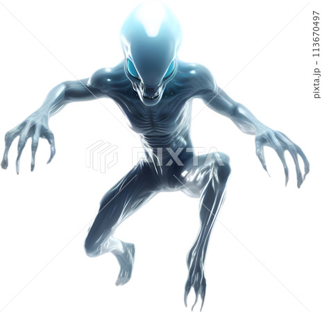 Close-up image of a skinny Alien. AI-Generated.のイラスト素材 [113670497] - PIXTA