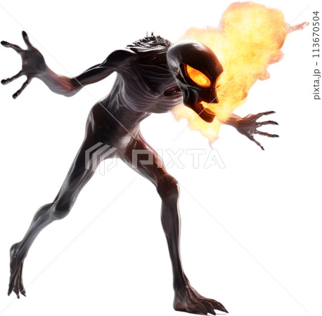 Close-up image of a skinny Alien. AI-Generated.のイラスト素材 [113670504] - PIXTA