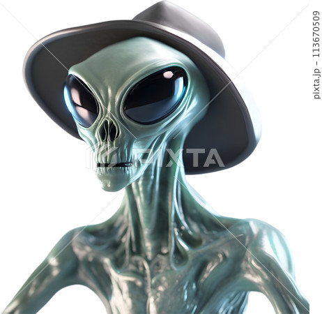 Close-up image of a skinny Alien. AI-Generated.のイラスト素材 [113670509] - PIXTA