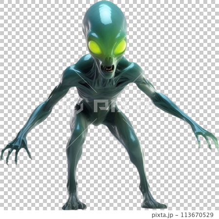 Close-up image of a skinny Alien. AI-Generated.のイラスト素材 [113670529] - PIXTA
