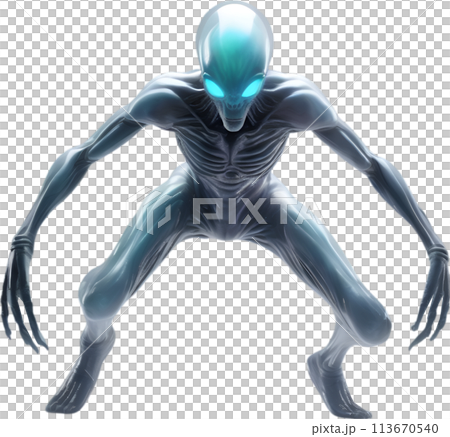 Close-up image of a skinny Alien. AI-Generated.のイラスト素材 [113670540] - PIXTA