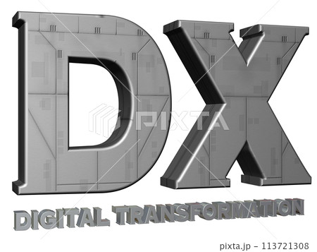 3DCG文字「DX（デジタルトランスフォーメーション）」シルバー,銀のイラスト素材 [113721308] - PIXTA