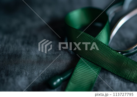 Green ribbon symbol for world bipolar day on...のイラスト素材 [113727795] - PIXTA