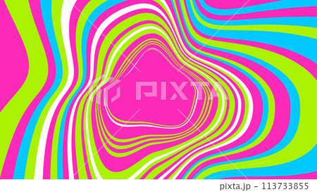 Vibrant pink center swirl on green striped...のイラスト素材 [113733855] - PIXTA