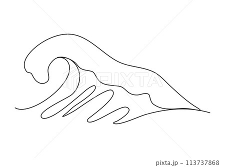 Wave. One line drawing vector illustration.のイラスト素材 [113737868] - PIXTA