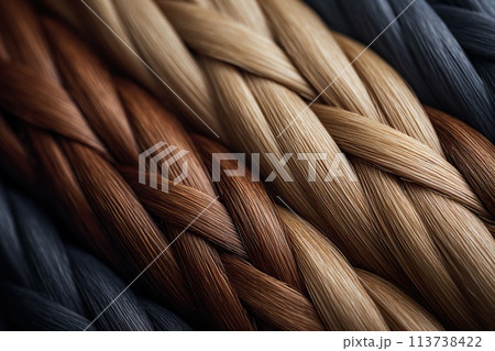 Close up of braided thread. Wavy black and...のイラスト素材 [113738422] - PIXTA