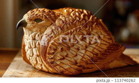 Unique bread loaf resembling an hawk resting on...のイラスト素材 [113740262 ...
