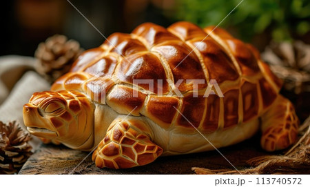 Unique bread loaf resembling an turtle resting...のイラスト素材 [113740572 ...