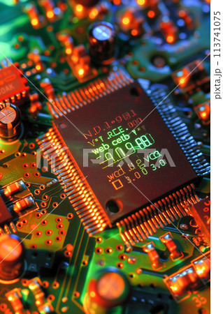 A computer chip with a green background and a...のイラスト素材 [113741075] - PIXTA