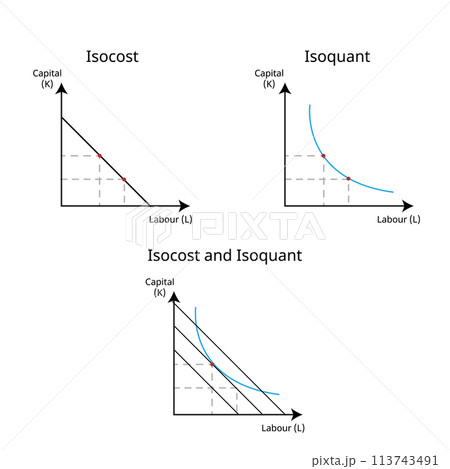 isoquant curve shows all combination of factors...のイラスト素材 [113743491 ...