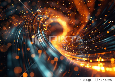 fiber optic light moving while data transfer....のイラスト素材 [113763860] - PIXTA