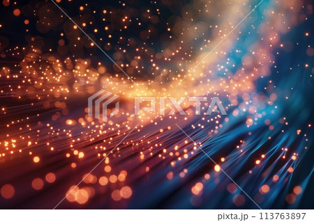 fiber optic light moving while data transfer....のイラスト素材 [113763897] - PIXTA