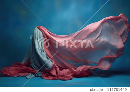 Graceful cloth waves in serene blue tonesのイラスト素材 [113781440] - PIXTA