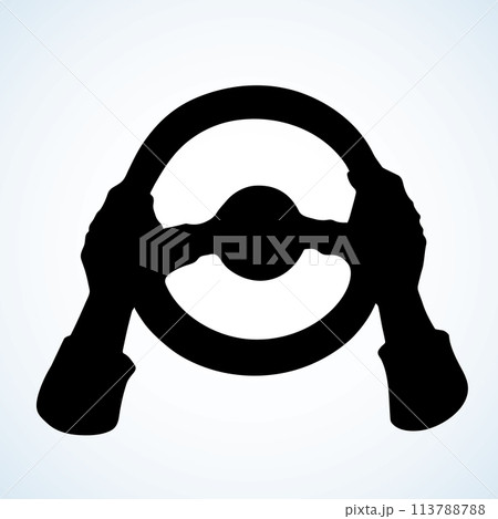 Hands holding the wheel. Vector drawingのイラスト素材 [113788788] - PIXTA