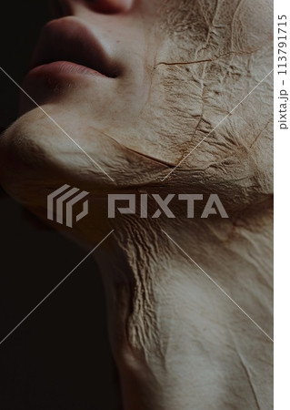 burn scar after recovery on woman face closeupのイラスト素材 [113791715] - PIXTA