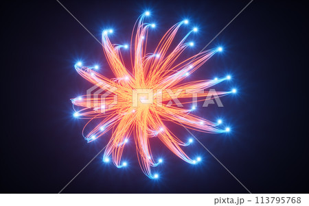 Glowing neon hanging lines, 3d rendering.のイラスト素材 [113795768] - PIXTA
