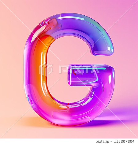 Letter G, transparent glass effect. Glossy...のイラスト素材 [113807804] - PIXTA