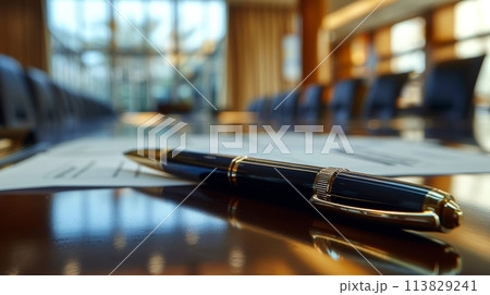 Pen on Table Next to Paperのイラスト素材 [113829241] - PIXTA