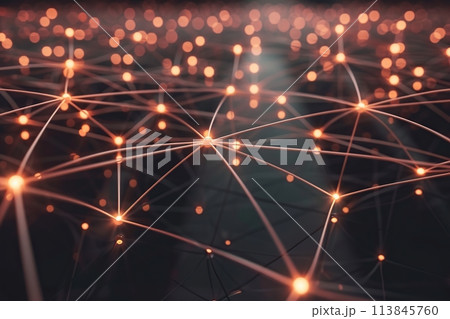 Digital network of interconnected nodes and...のイラスト素材 [113845760] - PIXTA