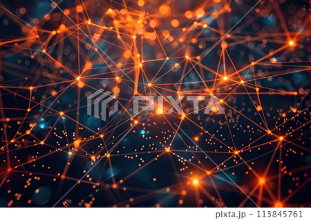 Digital network of interconnected nodes and...のイラスト素材 [113845761] - PIXTA