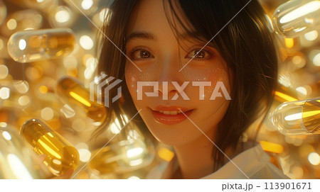 The connection between vitamins, minerals, and...のイラスト素材 [113901671 ...