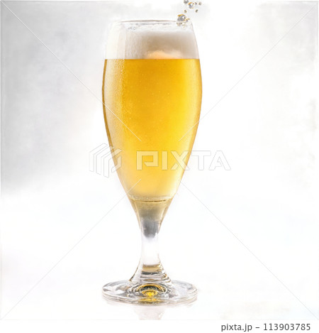 Shandy glass tall and filled with pale golden...のイラスト素材 [113903785] - PIXTA