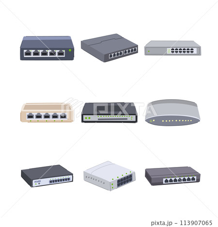 network switch set cartoon vector illustrationのイラスト素材 [113907065] - PIXTA