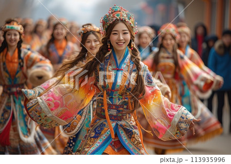 Dance Rituals for Good Luck in Chinaのイラスト素材 [113935996] - PIXTA