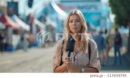 Field Reporter Live on Election Day in the Cityのイラスト素材 [113939795] - PIXTA