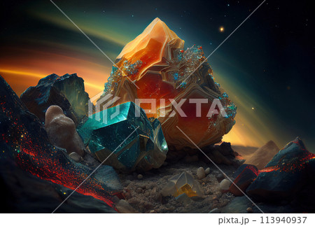 gem of extraterrestrial origin in space,...のイラスト素材 [113940937] - PIXTA