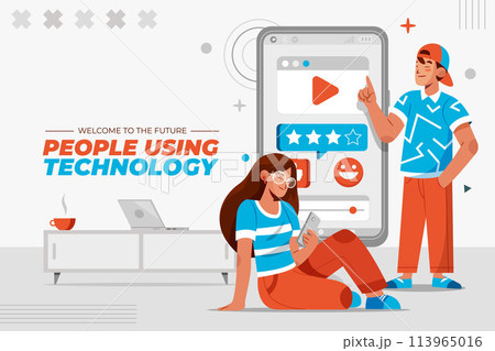 People using technology backgroundのイラスト素材 [113965016] - PIXTA