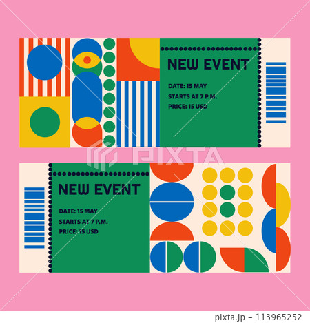 Geometric abstract shapes tickets setのイラスト素材 [113965252] - PIXTA